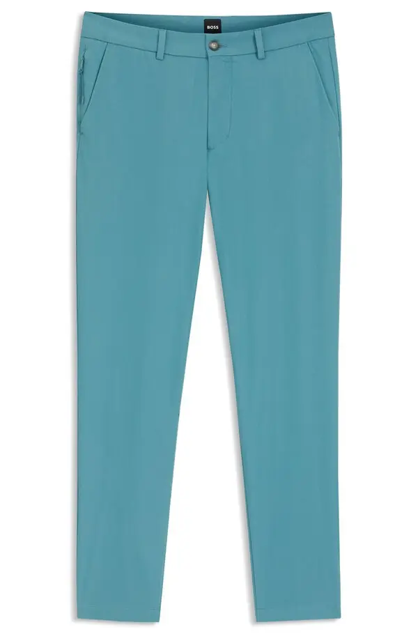 BOSS Slim-fit Cotton-blend Twill Pants - Light Blue