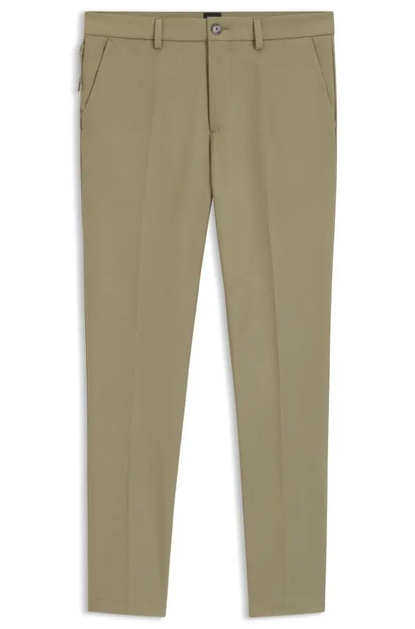 BOSS Slim-fit Cotton-blend Twill Pants - Light Green