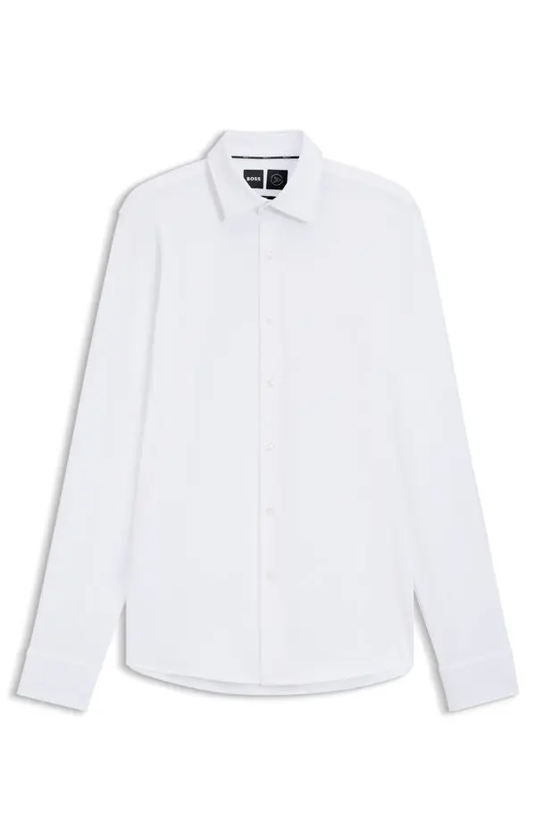 BOSS Slim-fit Shirt In Structured Performance-stretch Jersey - White