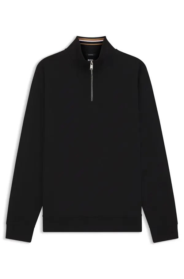 BOSS Quarter-zip Regular Fit Sweatshirt - Black