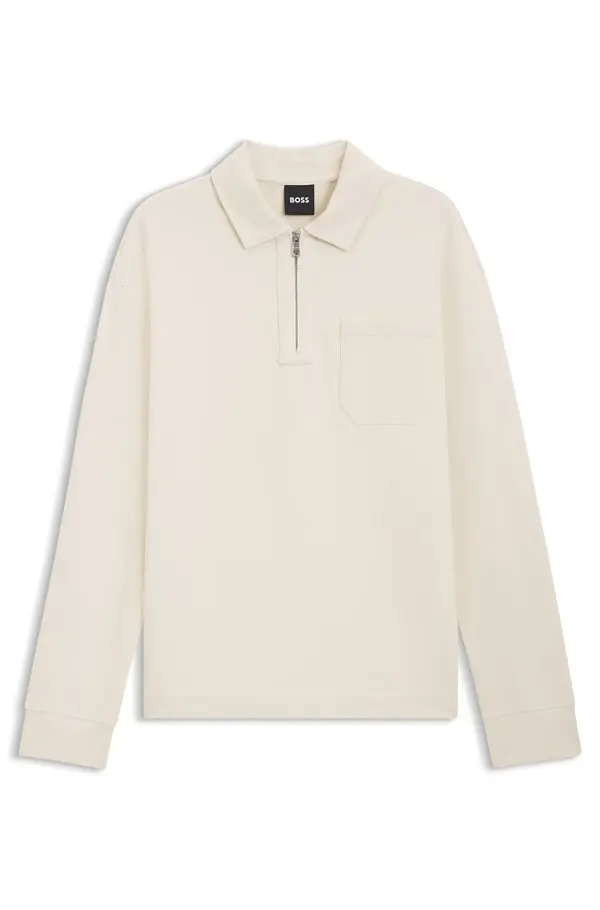 BOSS Quarter-zip Regular Fit Sweatshirt - White