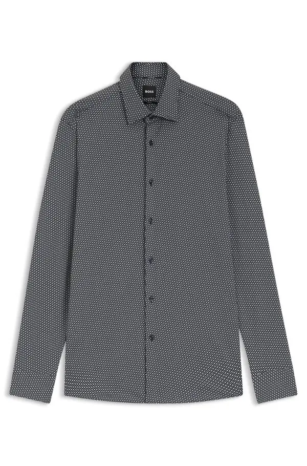 BOSS Slim-fit Shirt In Italian-made Performance-stretch Fabric - Black