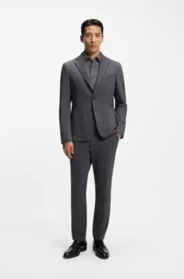 BOSS Slim-fit Shirt In Italian-made Performance-stretch Fabric - Black
