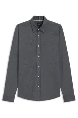 BOSS Slim-fit Shirt In Cotton-blend Jacquard