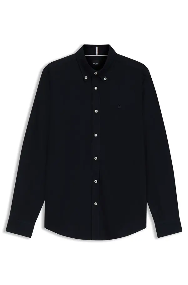 BOSS Slim-fit Shirt In Oxford Cotton - Dark Blue