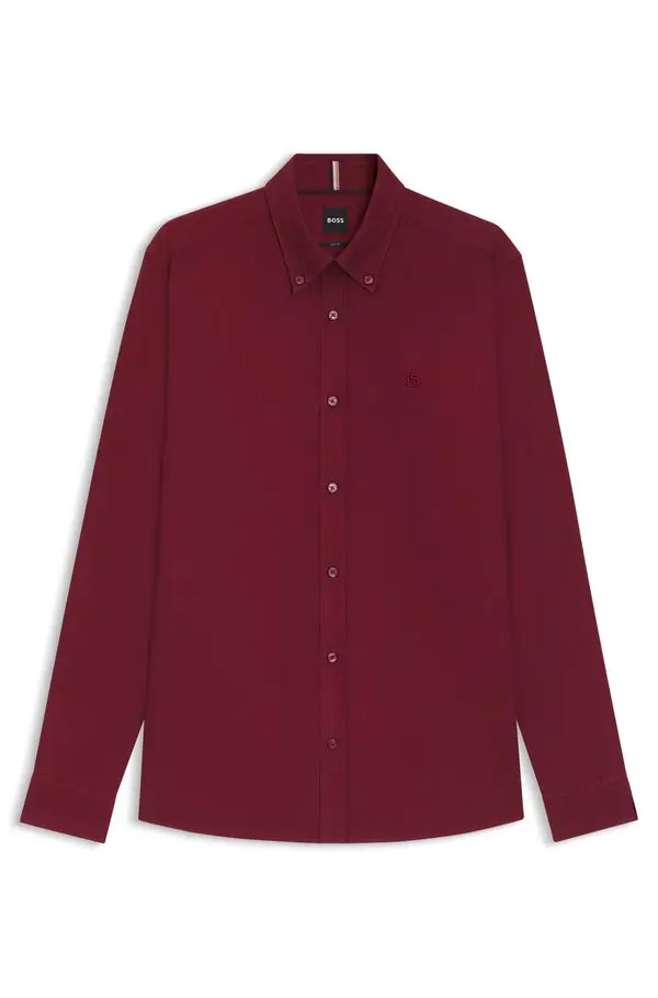 BOSS Slim-fit Shirt In Oxford Cotton - Dark Red