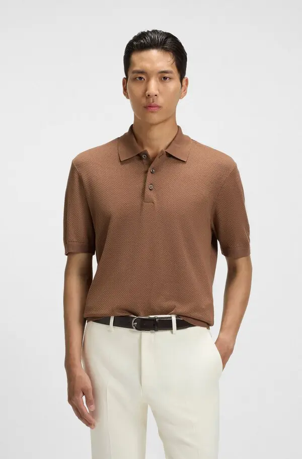 BOSS Regular Fit Cotton-silk Polo Shirt With Mercerised Finish - Brown