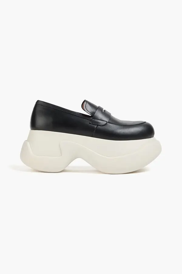 Marni Leather Platform Loafers - Black