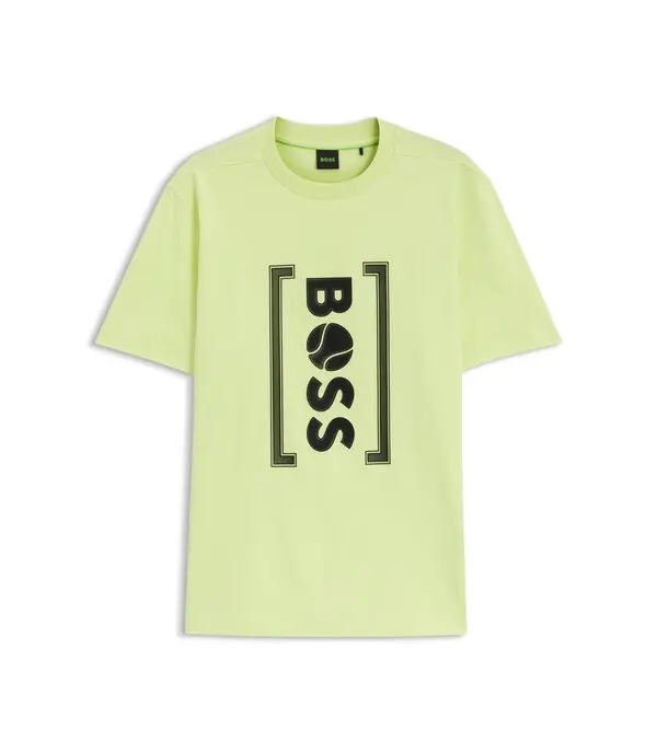 BOSS Interlock-cotton T-shirt With Mesh-print Artwork