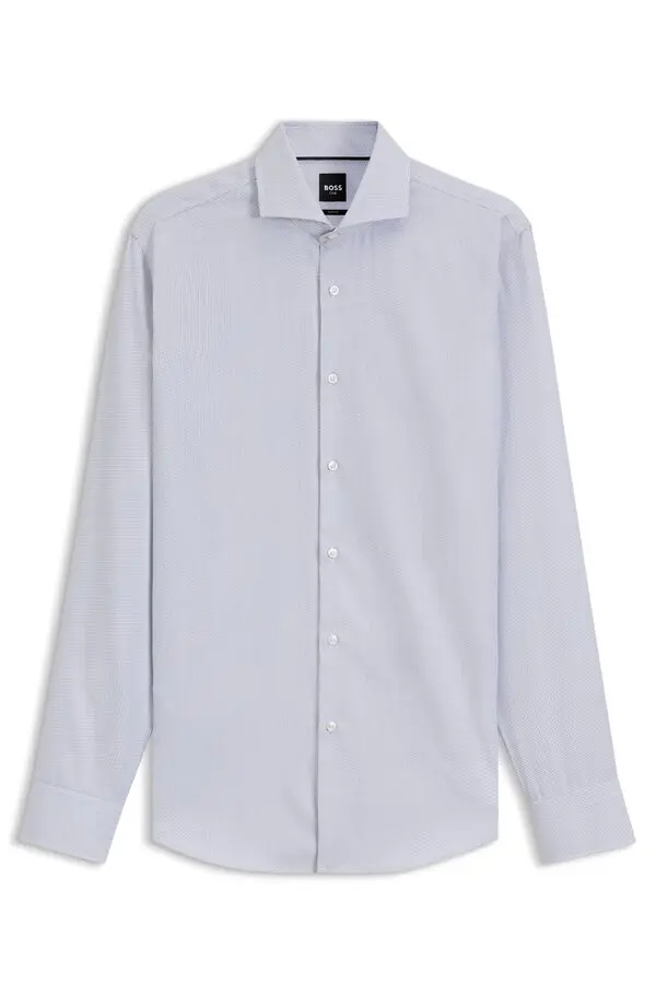 BOSS Wrinkle-resistant Slim-fit Shirt In Cotton Dobby - Light Blue