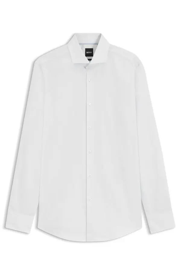 BOSS Micro-patterned Slim-fit Shirt In Stretch Cotton - White