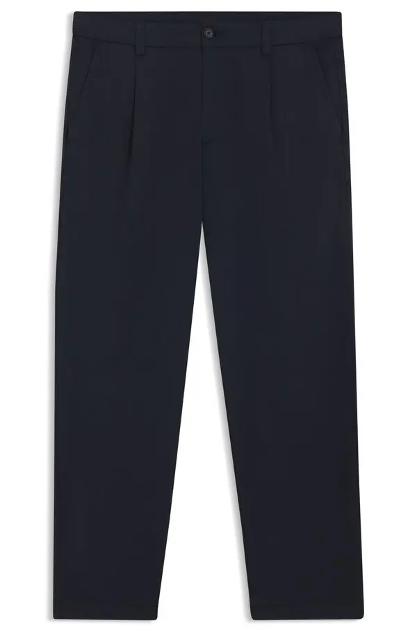 BOSS Tapered-fit Trousers In Stretch Twill - Dark Blue