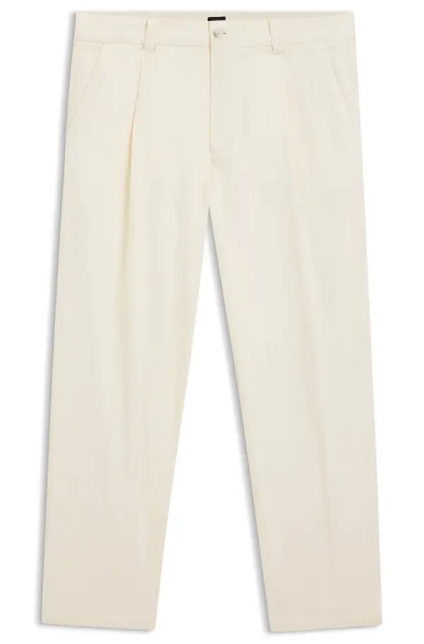 BOSS Tapered-fit Trousers In Stretch Twill - White