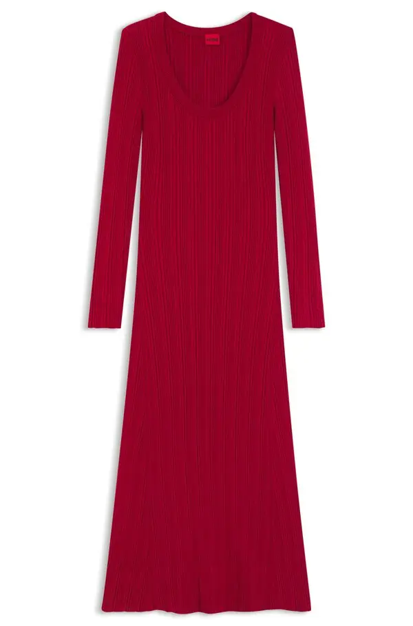 Hugo Ribbed Midi Dress - Red