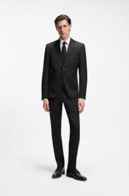 BOSS Extra-slim-fit Virgin Wool Serge Pants - Black