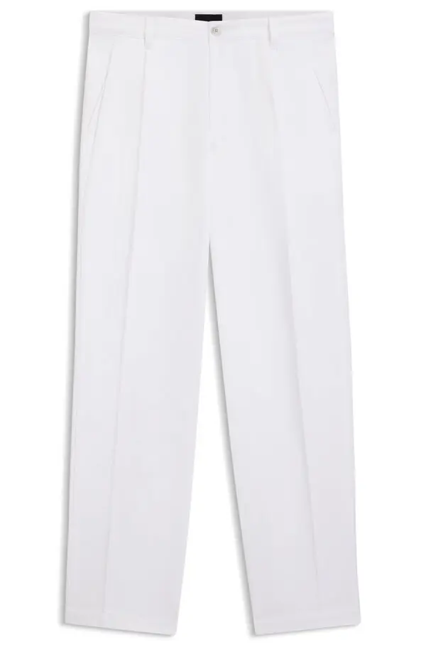 BOSS Relaxed-fit Pants In Cotton Twill - White