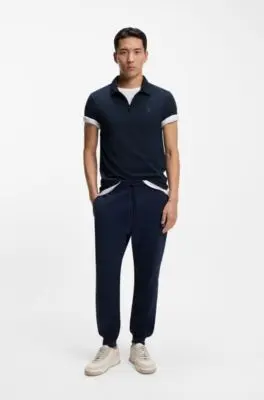 BOSS Stretch-cotton Slim-fit Polo Shirt With Logo Patch - Light Blue