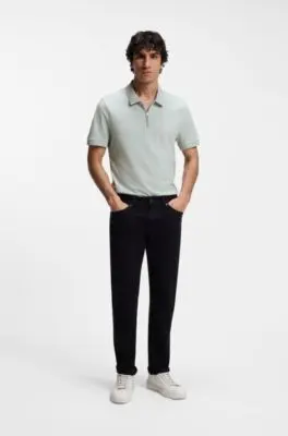 BOSS Stretch-cotton Slim-fit Polo Shirt With Logo Patch - Silver