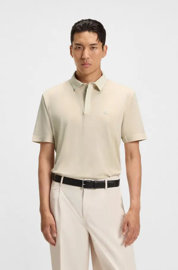 BOSS Performance Polo Shirt With Double B Monogram - Light Beige
