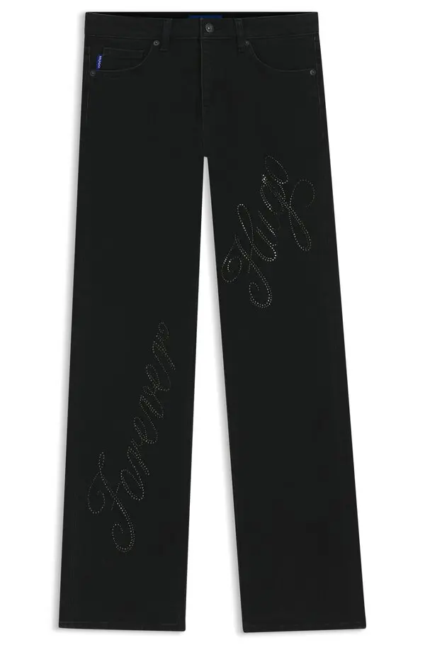 Hugo Slim-fit Bootcut Jeans With Rhinestone Embellishments