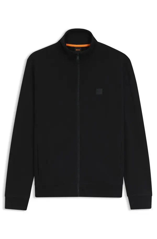 BOSS Cotton-jersey Jacket With Logo - Black