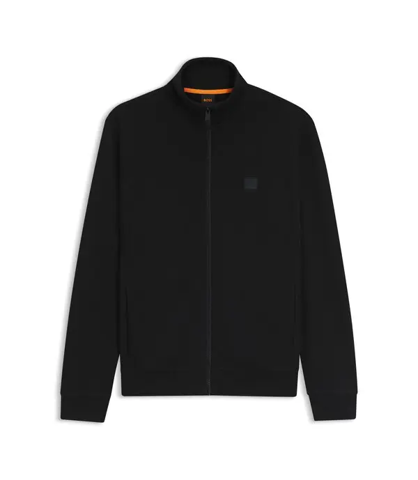 BOSS Cotton-terry Jacket With Logo Patch - Black