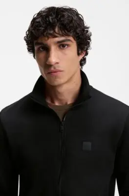BOSS Cotton-terry Jacket With Logo Patch - Black