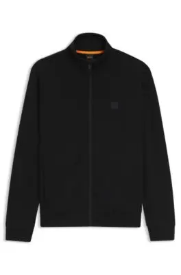 BOSS Cotton-terry Jacket With Logo Patch - Black