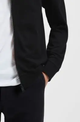 BOSS Cotton-terry Jacket With Logo Patch - Black