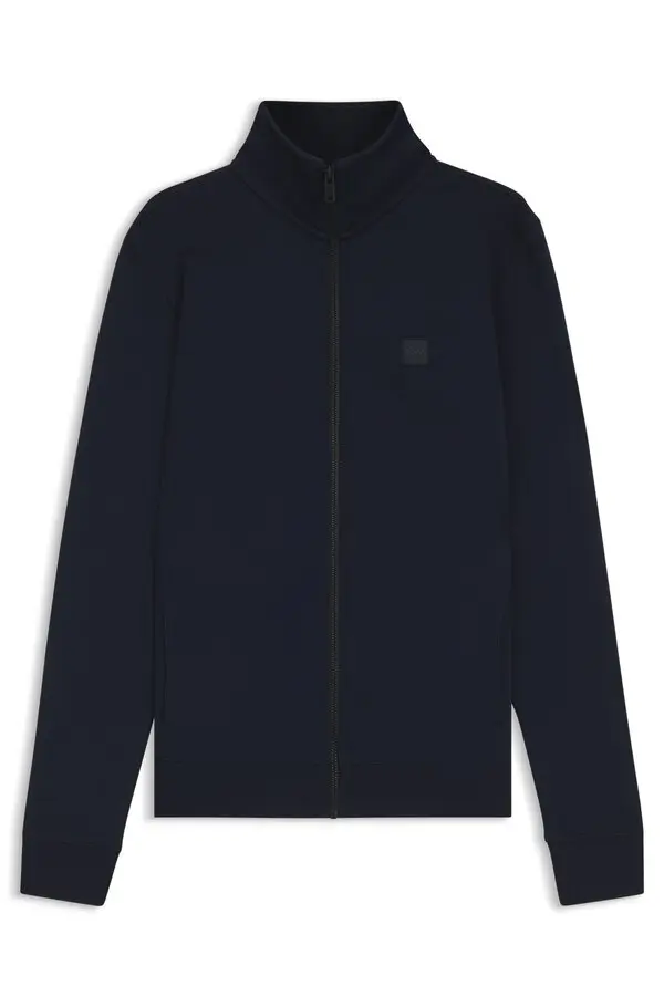 BOSS Cotton-jersey Jacket With Logo - Dark Blue