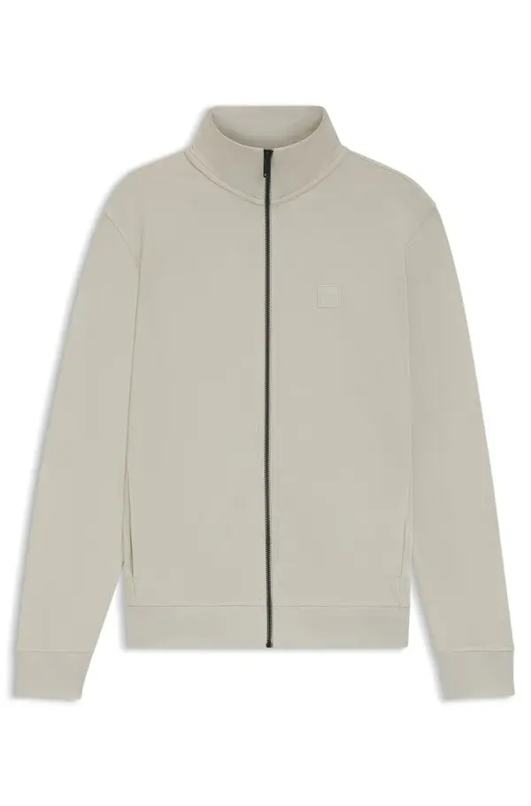 BOSS Cotton-jersey Jacket With Logo - Light Beige