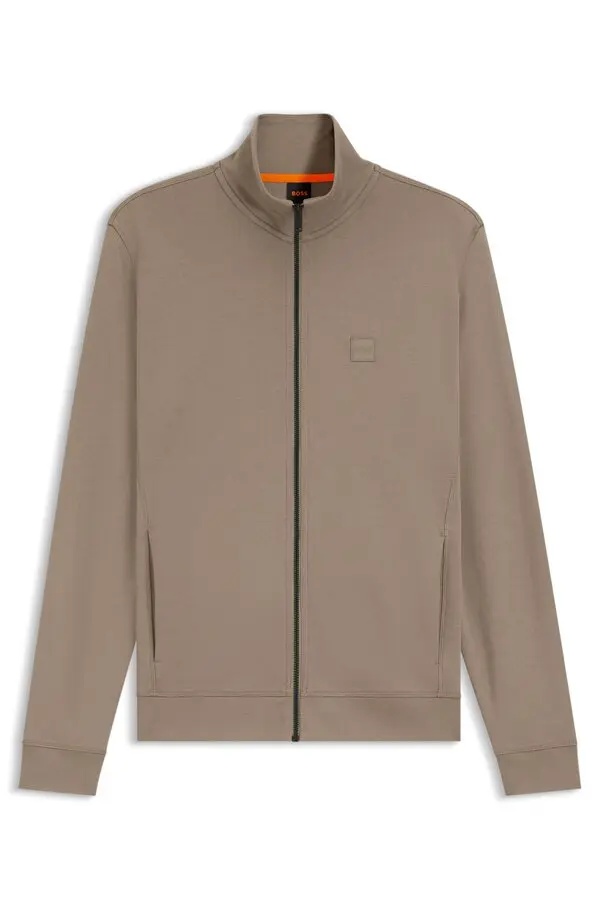 BOSS Cotton-jersey Jacket With Logo - Light Green
