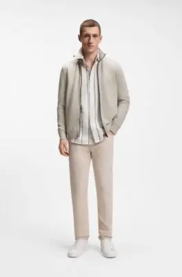 BOSS Cotton-terry Jacket With Logo Patch - Light Grey