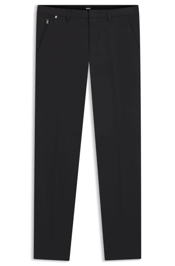 BOSS Slim-fit Trousers In Stretch Cotton - Black
