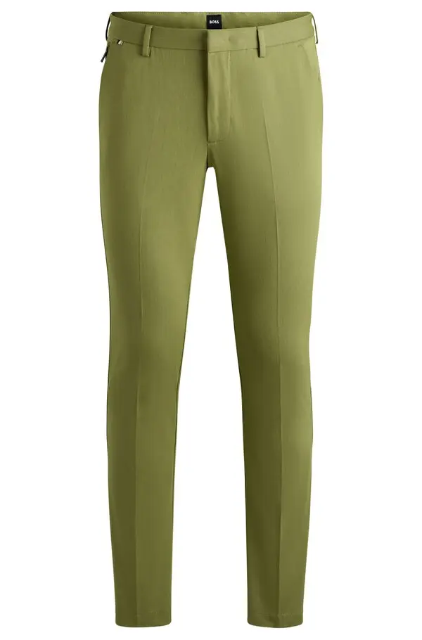 BOSS Slim-fit Trousers In Stretch Cotton - Green