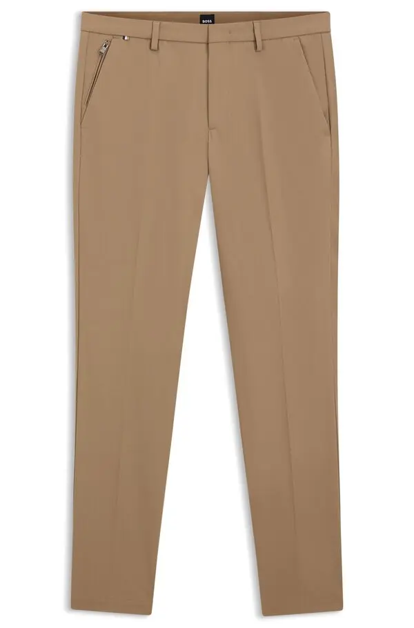BOSS Slim-fit Trousers In Stretch Cotton - Light Beige