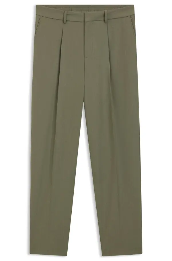 BOSS Machine-washable Relaxed-fit Trousers In Stretch Fabric - Green