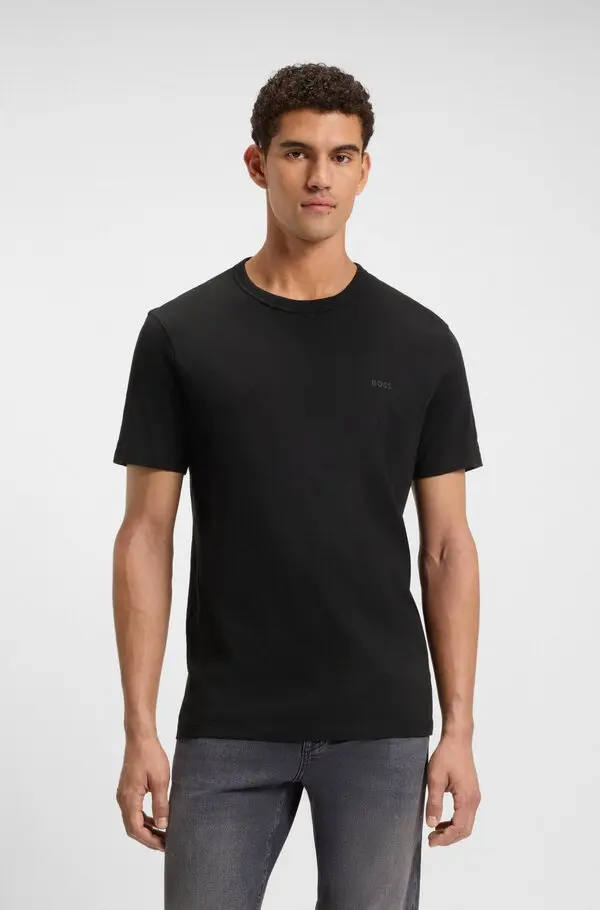 BOSS Slub-cotton T-shirt With Logo Detail - Black