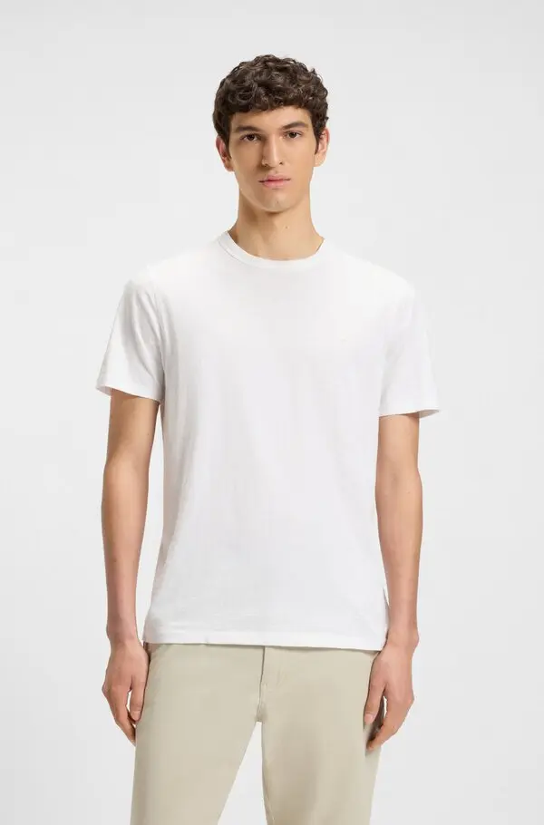 BOSS Slub-cotton T-shirt With Logo Detail - White