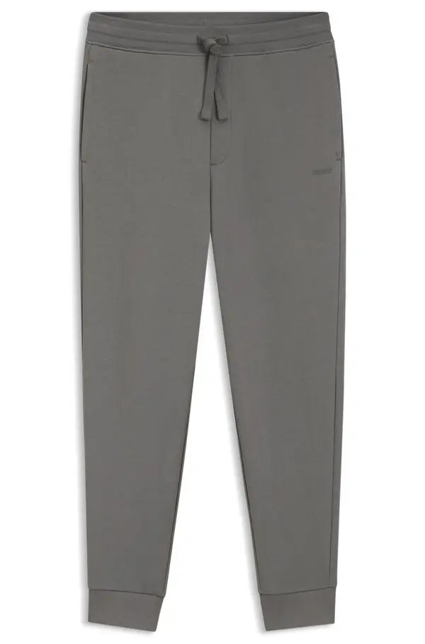 Hugo Cuffed Sweatpants In Cotton Terry With Logo Print - Dark Grey