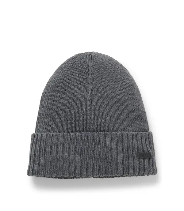 BOSS Logo-plaque Beanie Hat - Grey
