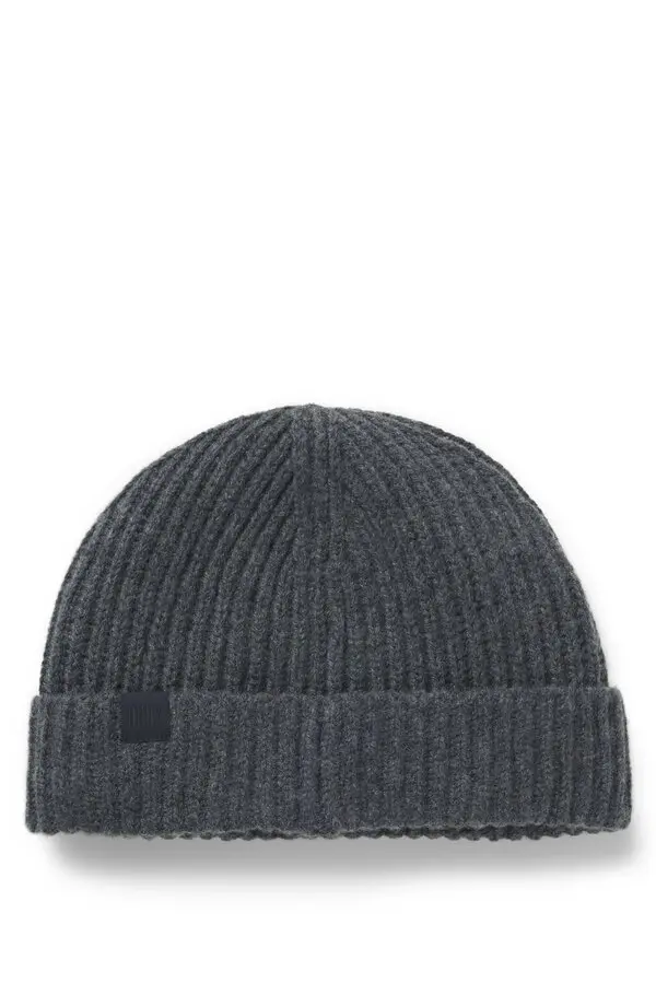 BOSS Beckham X Beanie Hat In Virgin Wool And Cashmere - Dark Grey