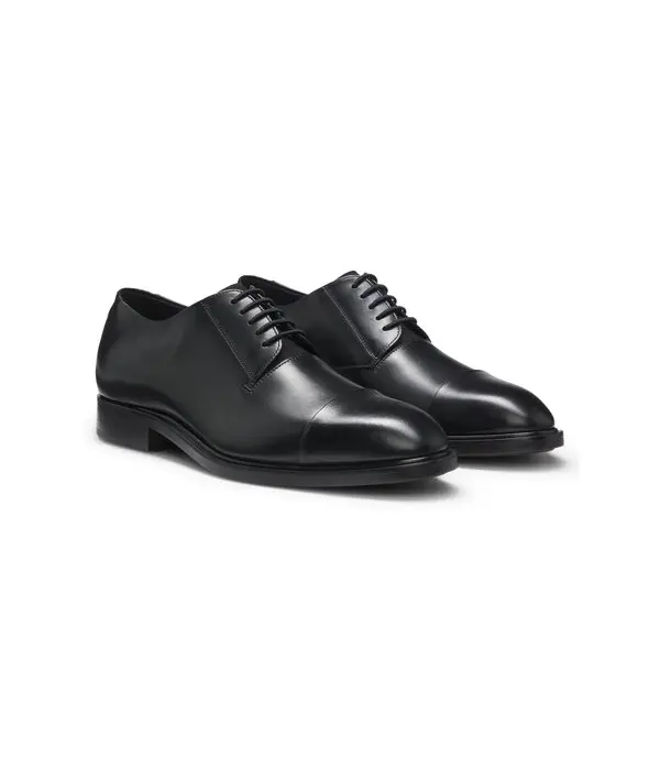 BOSS Cap-toe Leather Derby Shoes - Black