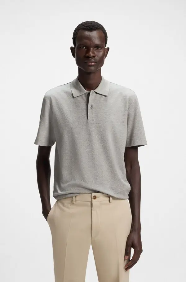 BOSS Cotton-silk Polo Shirt In A Regular Fit - Silver