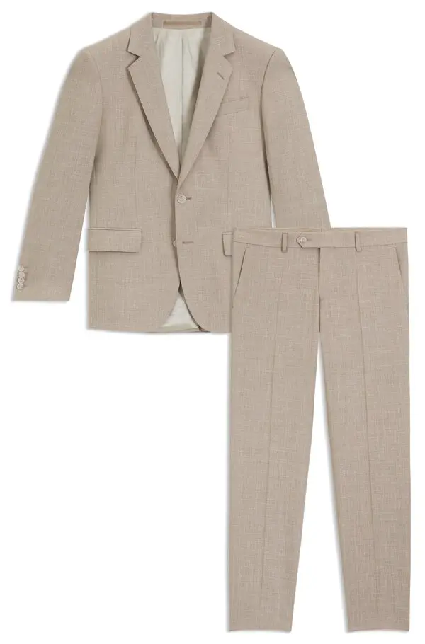 BOSS Two-piece Suit In Virgin Wool, Silk And Linen - Light Beige