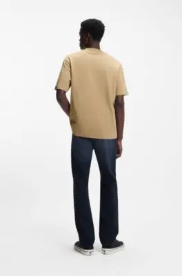 Hugo Cotton T-shirt With Ribbed Neckline And Logo Badge