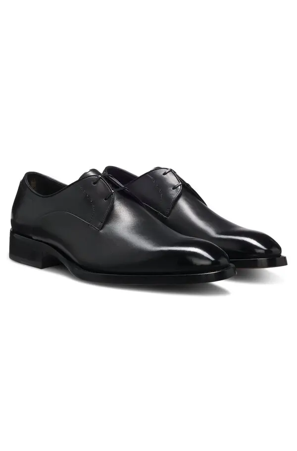 BOSS Derby Shoes In Burnished Leather - Black