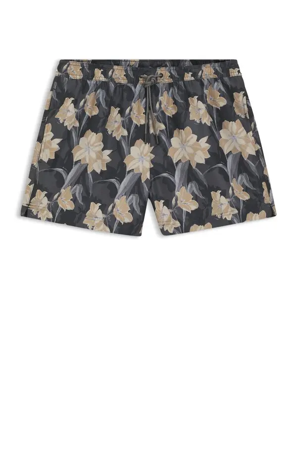 BOSS Logo-detailed Floral Print Swim Shorts - Black