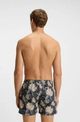 BOSS Logo-detailed Floral Print Swim Shorts