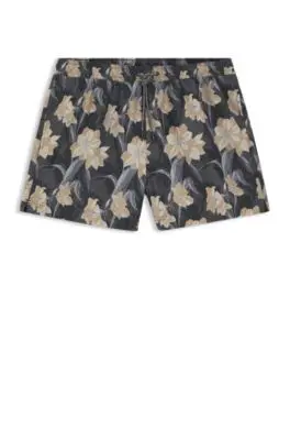BOSS Logo-detailed Floral Print Swim Shorts